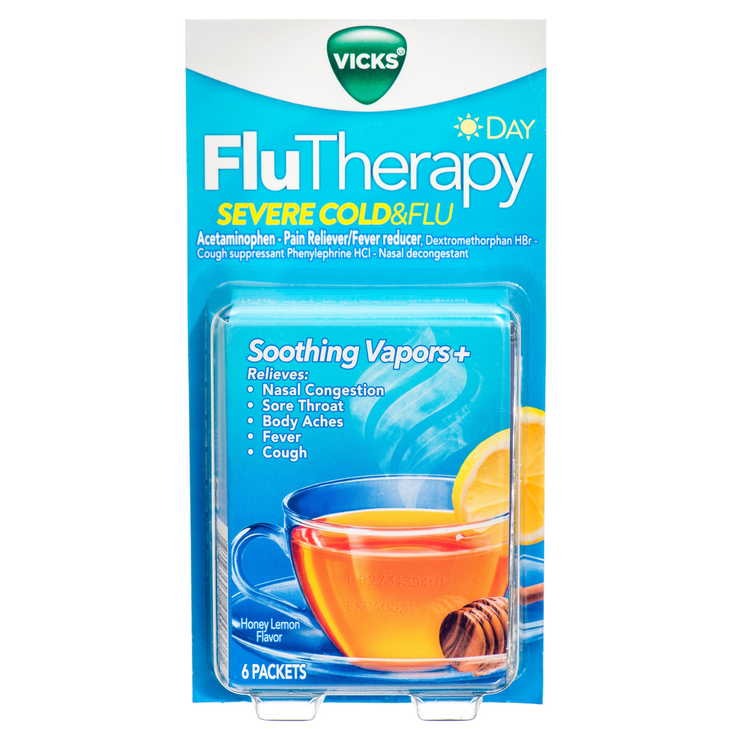 Vicks Flu Therapy Severe Cold & Flu Vapors Packet, 6 Count (24 Pack)
