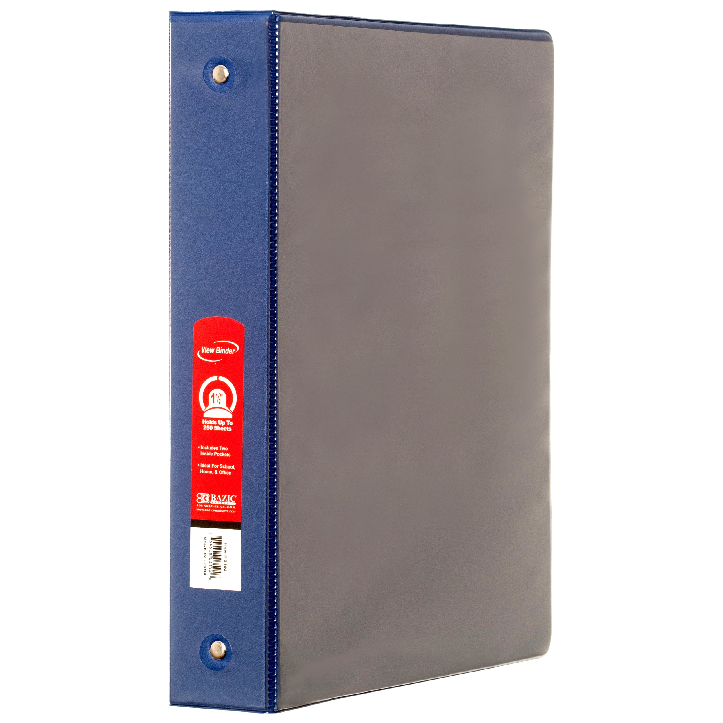 1.5" 3-Ring Binder w/ 2 Pockets, Blue (12 Pack)