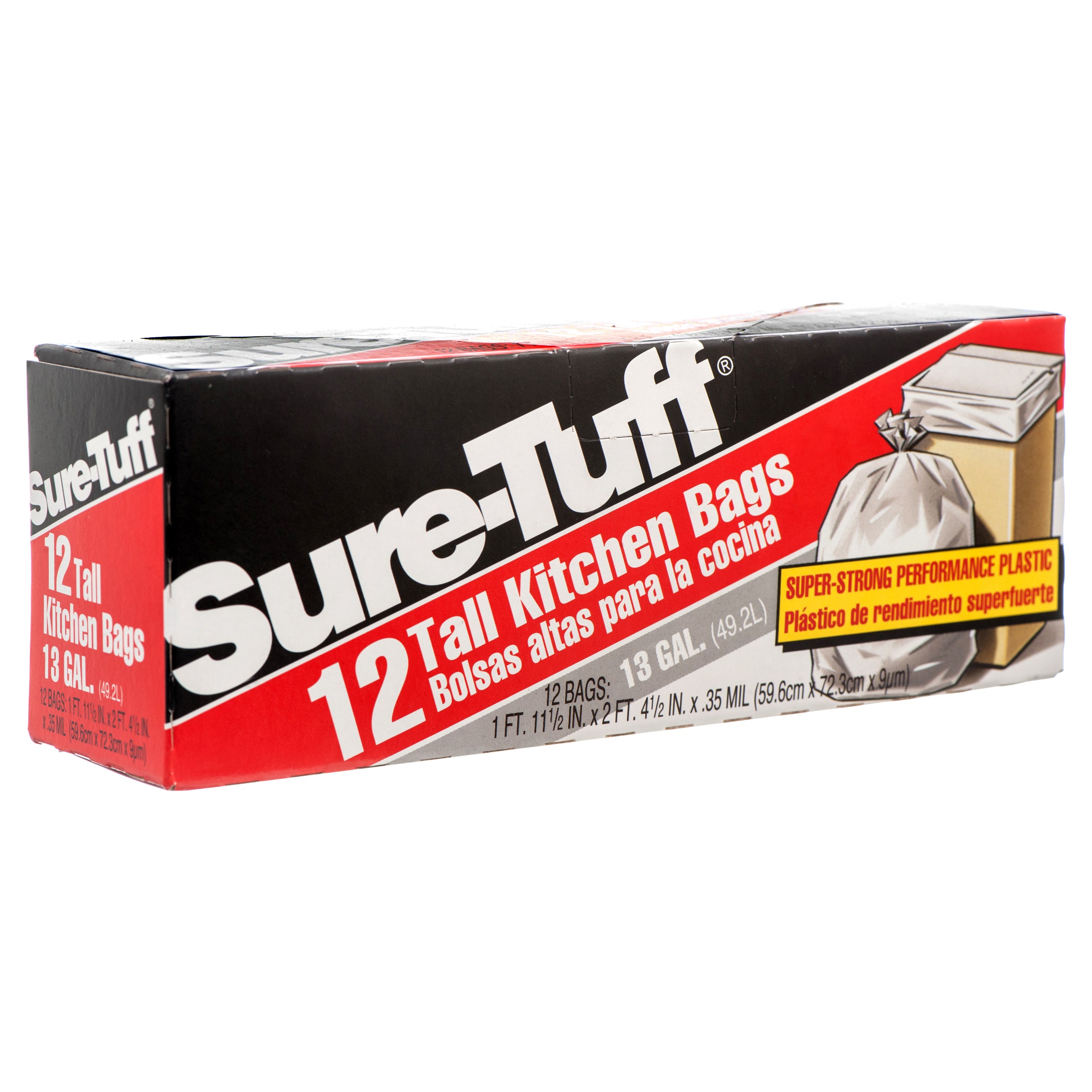 Sure-Tuff Trash Bags, White, 13 Gallon, 12 Count (24 Pack)