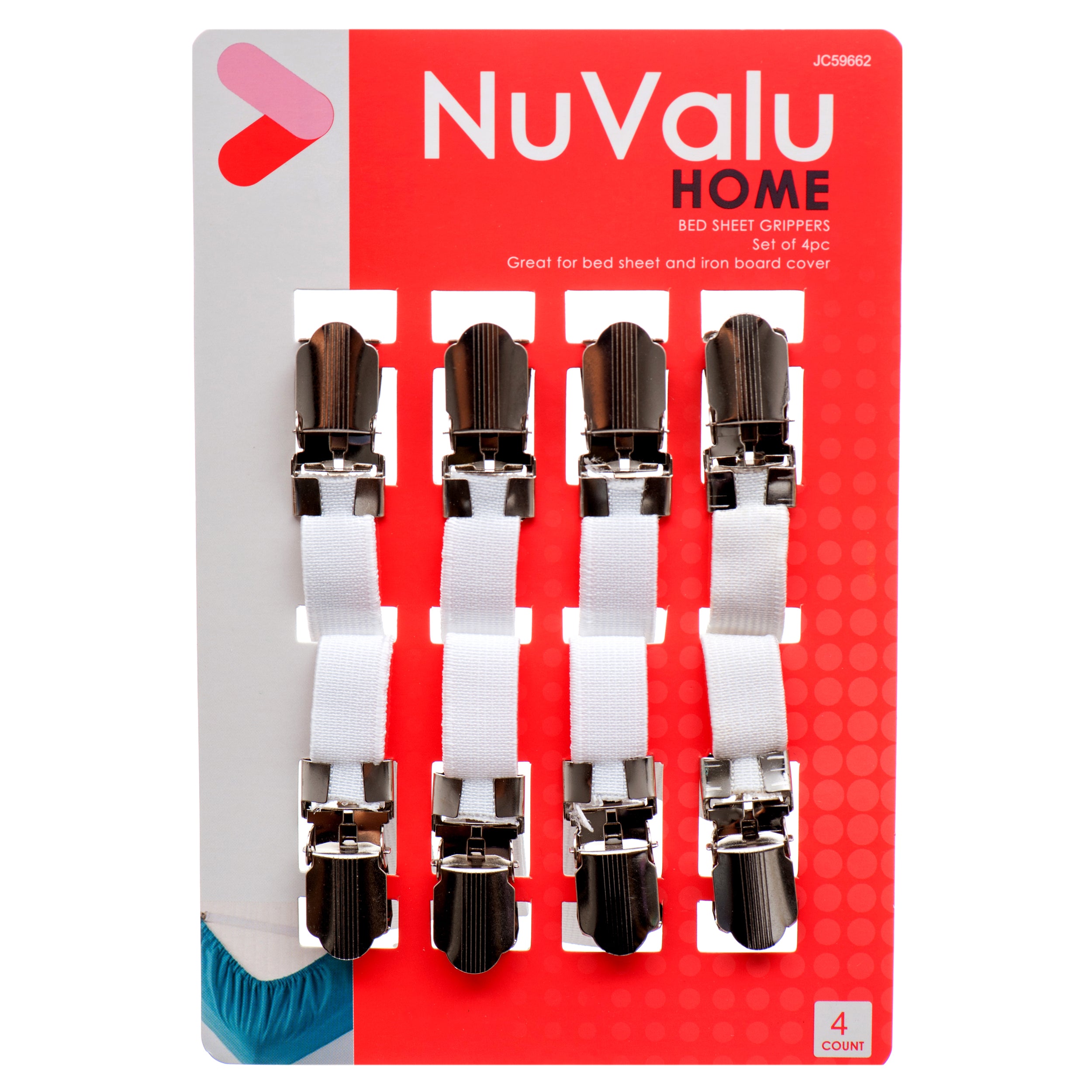 Nuvalu Bed Sheet Grippers 4Pcs (24 Pack)
